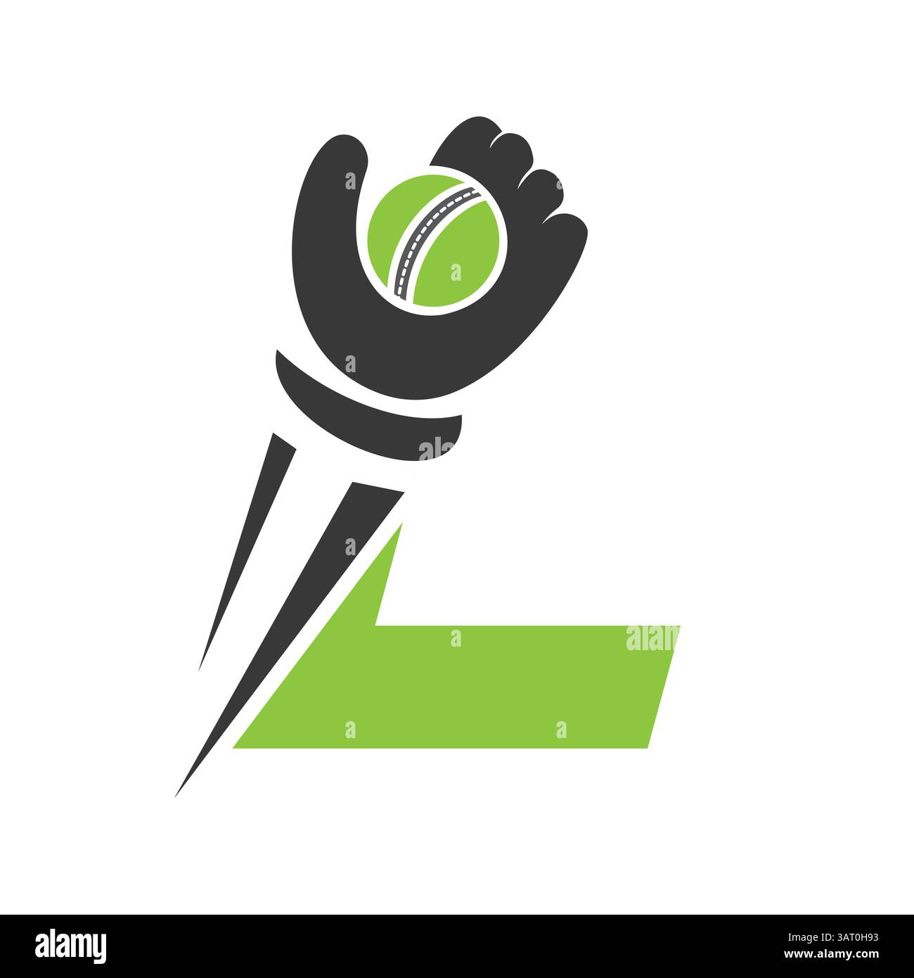 Cricket Logo On Letter L Concept With Speed Sign, Hand And Cricket Ball ...