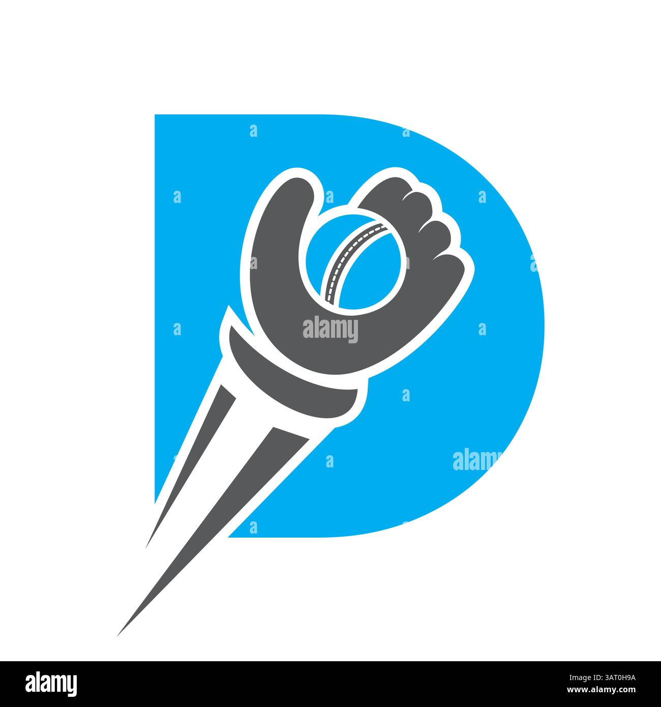 Cricket Logo On Letter D Concept With Speed Sign, Hand And Cricket Ball ...