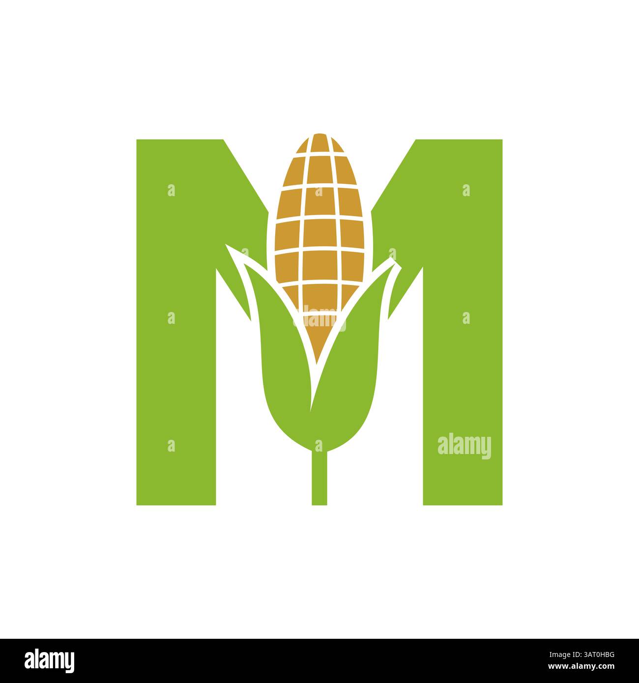 Agriculture Logo Design On Letter M With Corn Symbol for Farm Logo ...