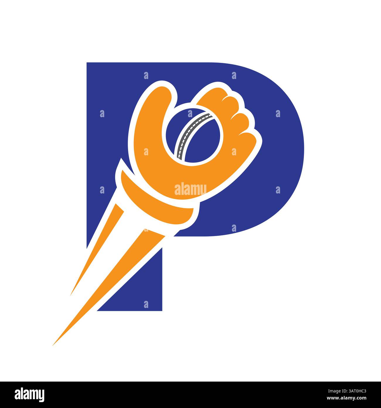 Cricket Logo On Letter P Concept With Speed Sign, Hand And Cricket Ball ...
