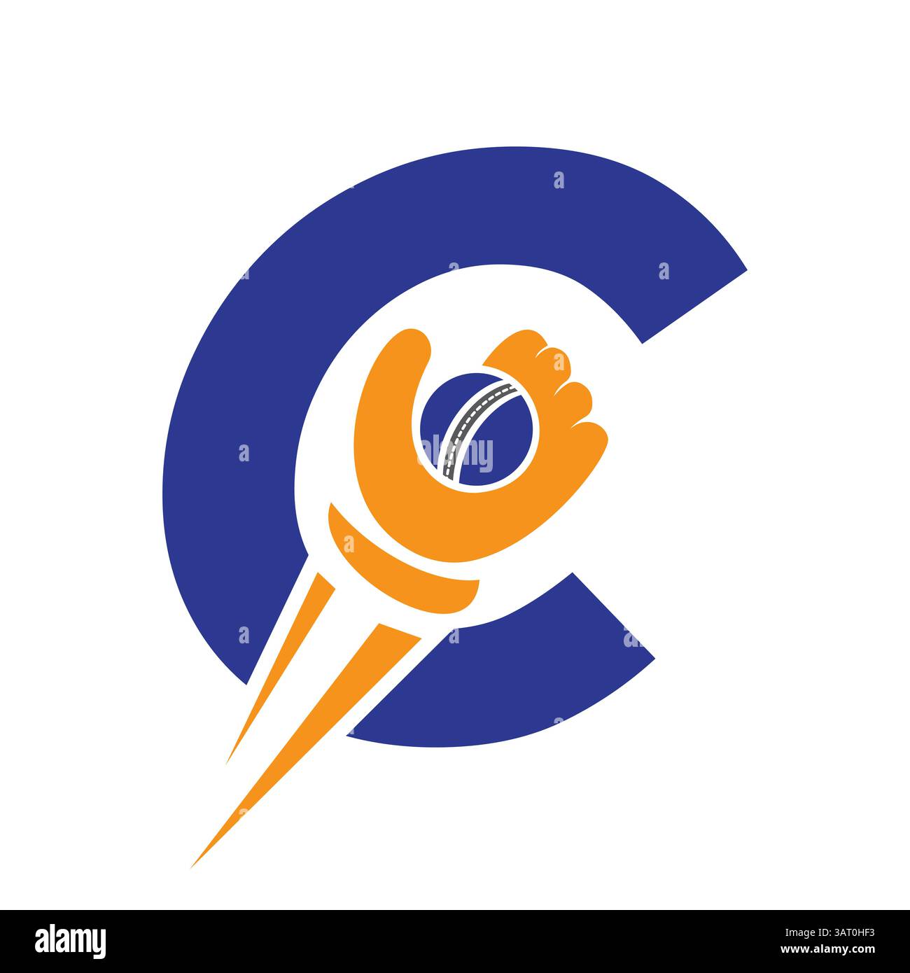 Cricket Logo On Letter C Concept With Speed Sign, Hand And Cricket Ball ...