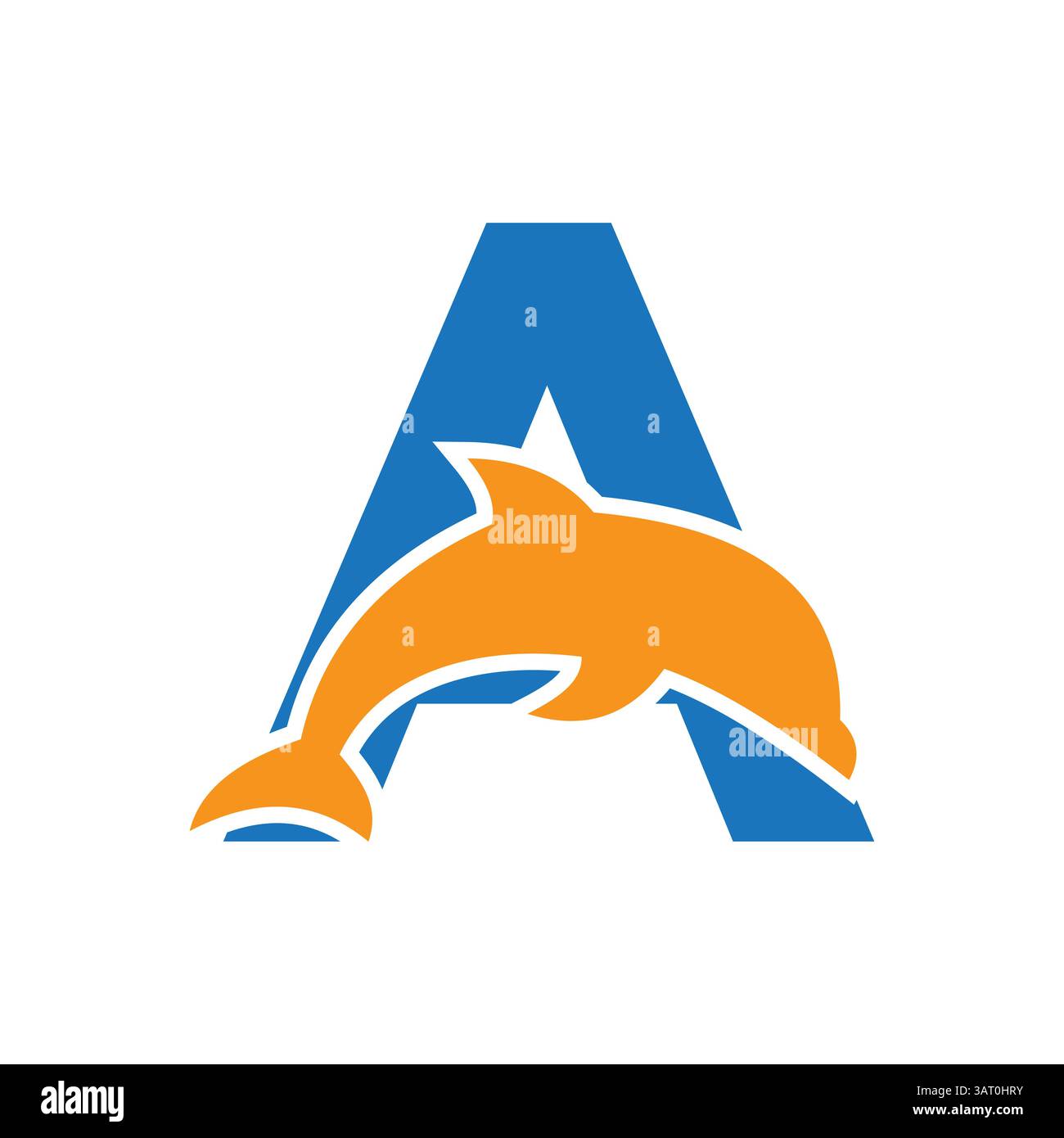 Initial Monogram Letter A Dolphin Logo Design Concept With Whale Symbol ...