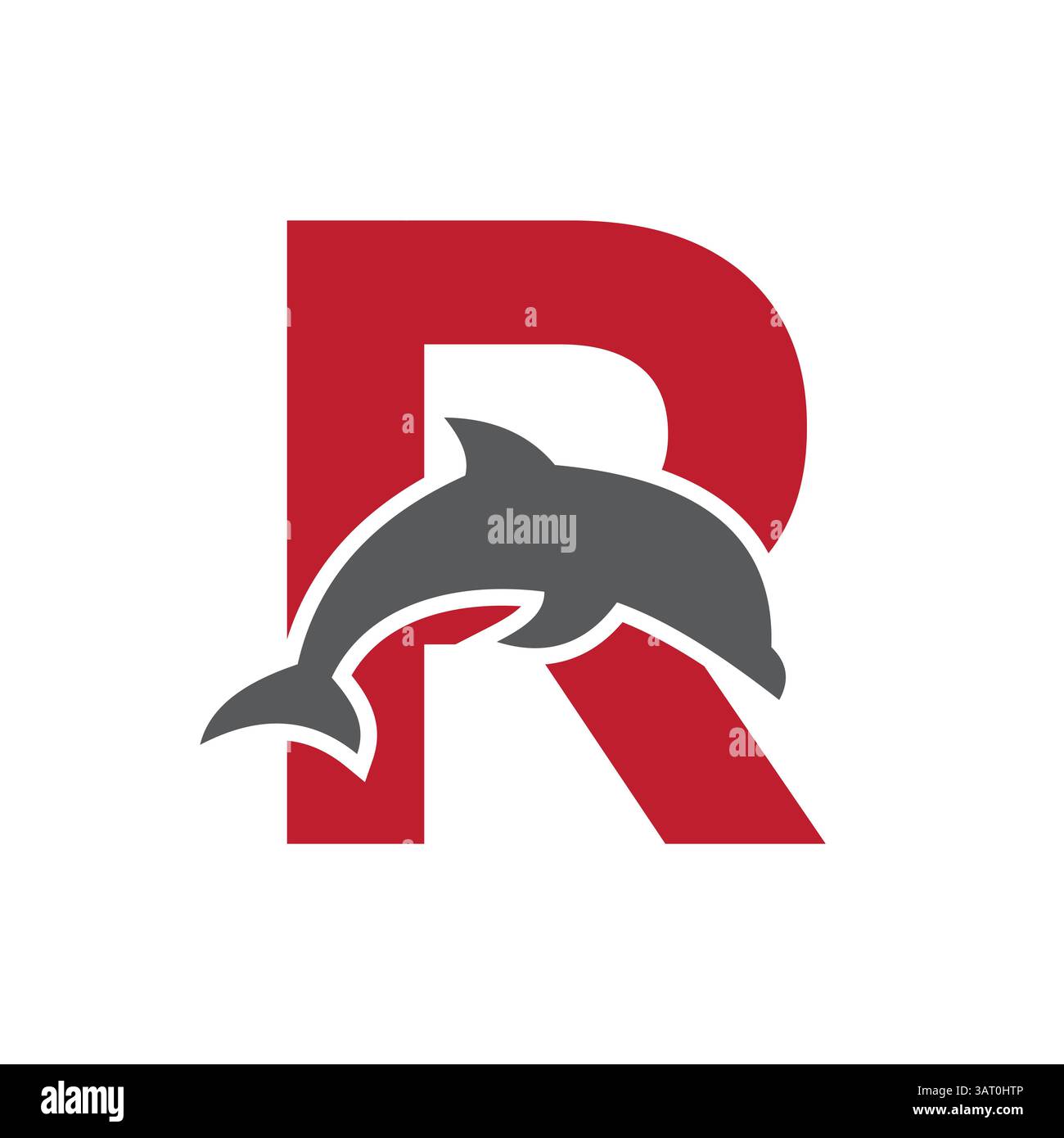 Initial Monogram Letter R Dolphin Logo Design Concept With Whale Symbol ...