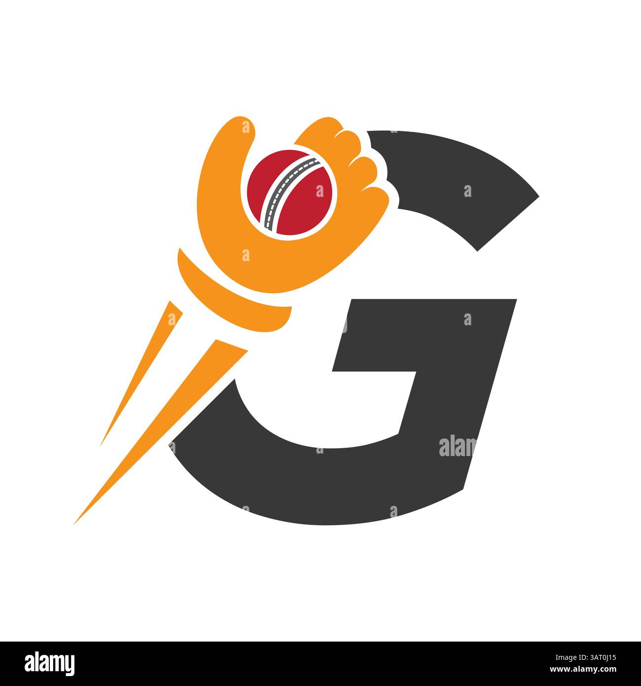 Cricket Logo On Letter G Concept With Speed Sign, Hand And Cricket Ball ...