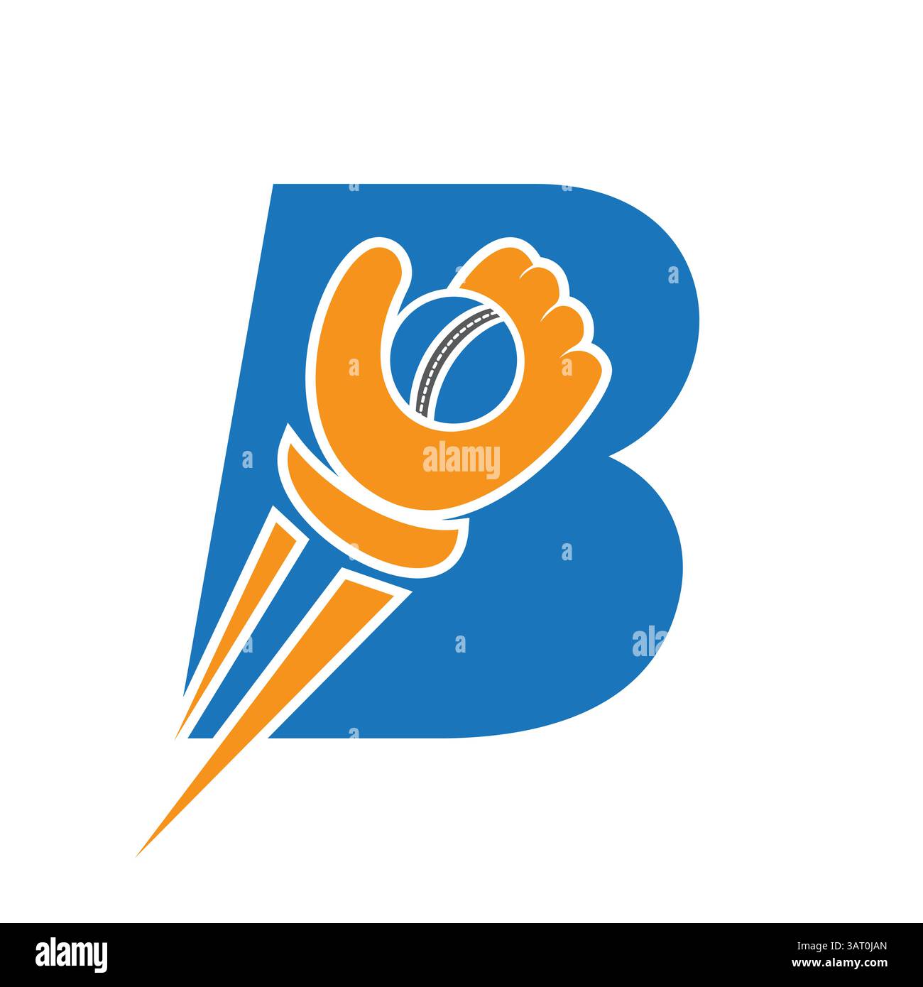 Cricket Logo On Letter B Concept With Speed Sign, Hand And Cricket Ball ...