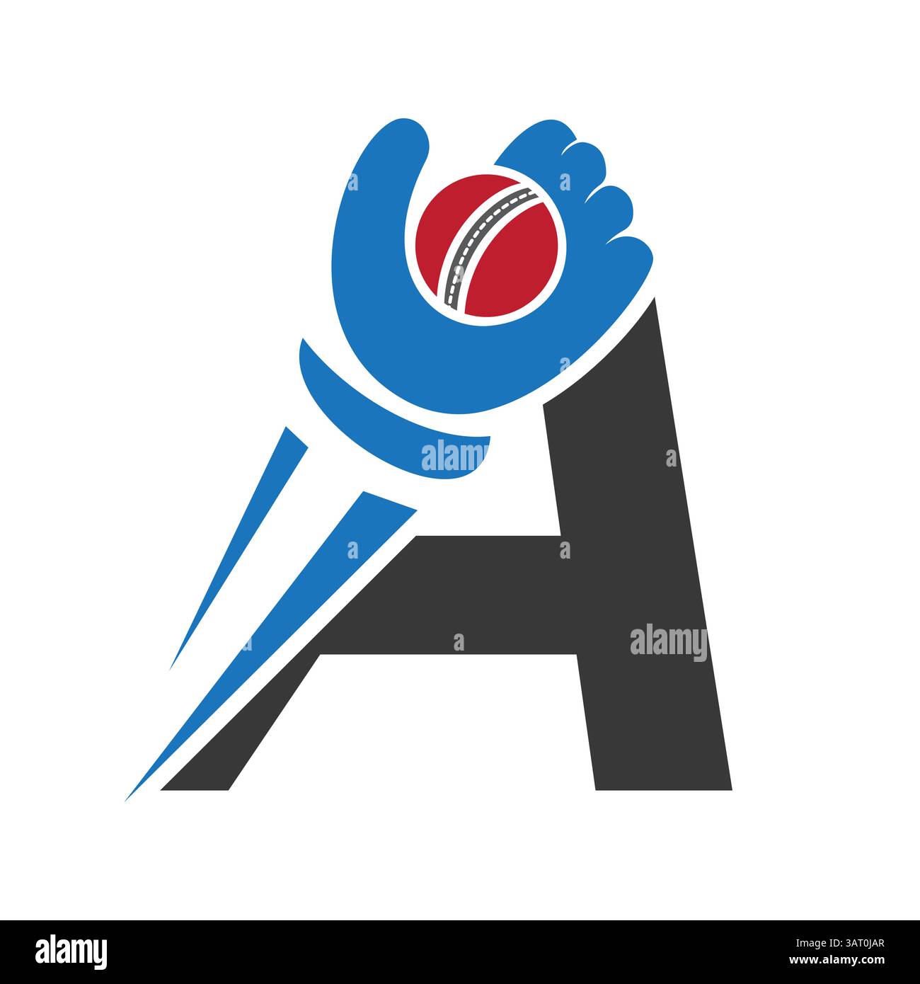 Cricket Logo On Letter A Concept With Speed Sign, Hand And Cricket Ball ...