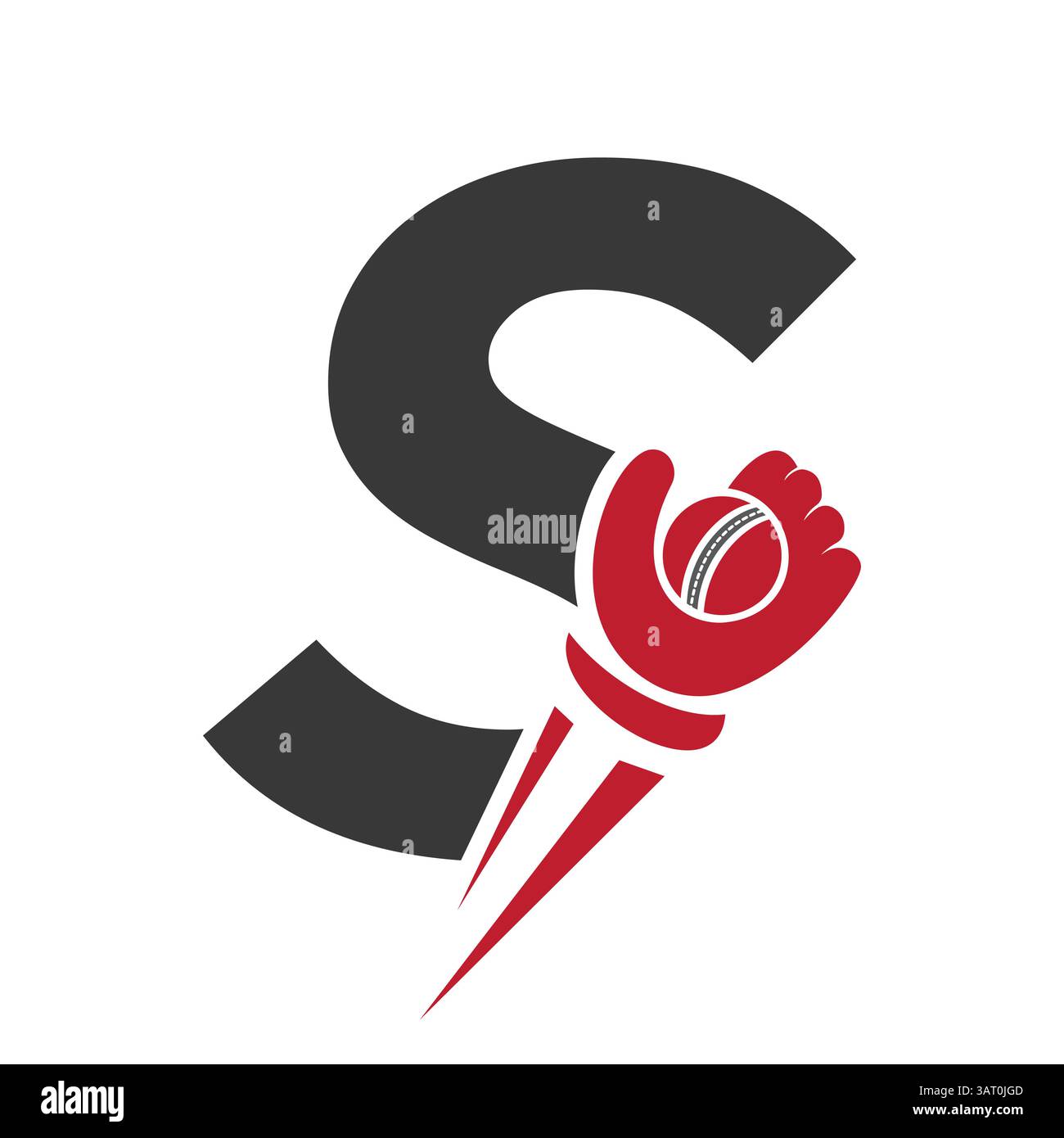 Cricket Logo On Letter S Concept With Speed Sign, Hand And Cricket Ball ...