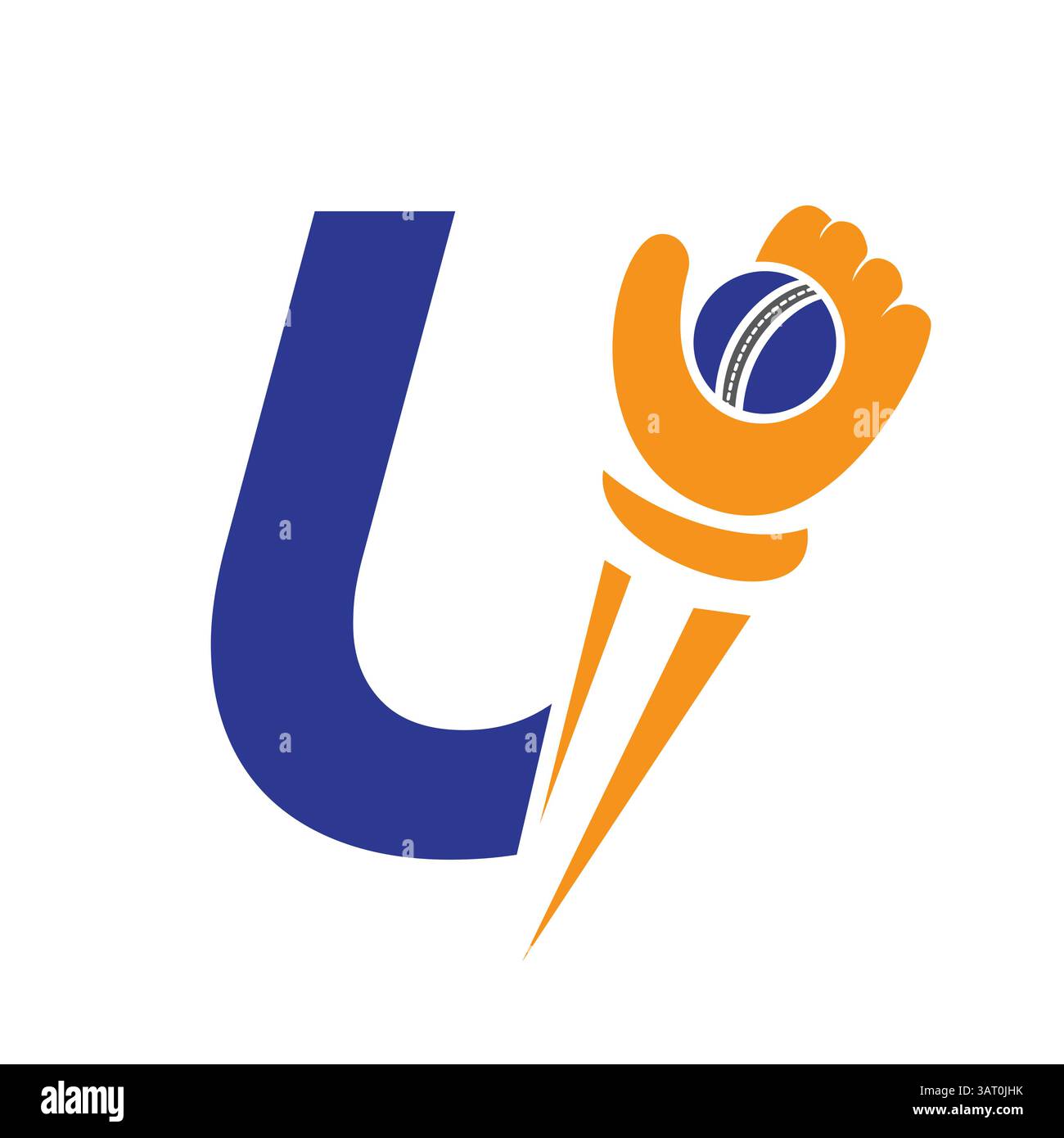 Cricket Logo On Letter U Concept With Speed Sign, Hand And Cricket Ball ...