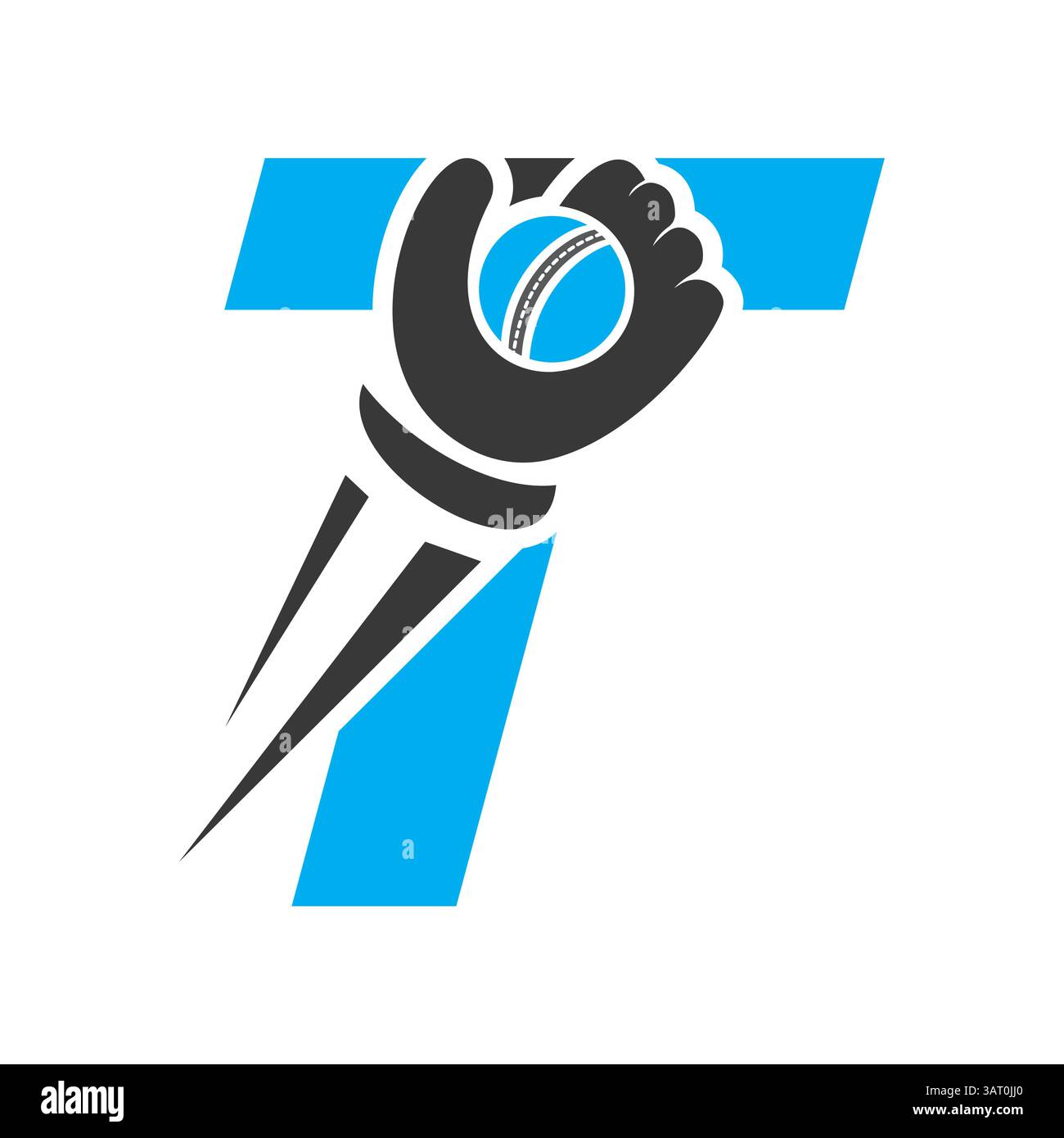 Cricket Logo On Letter T Concept With Speed Sign, Hand And Cricket Ball ...