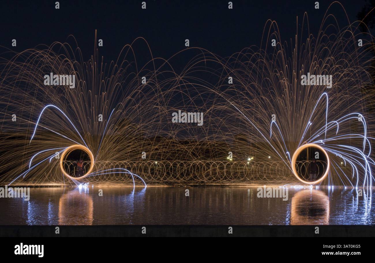 Steel wool photography Light effects-Lightpainting Stock Photo - Alamy