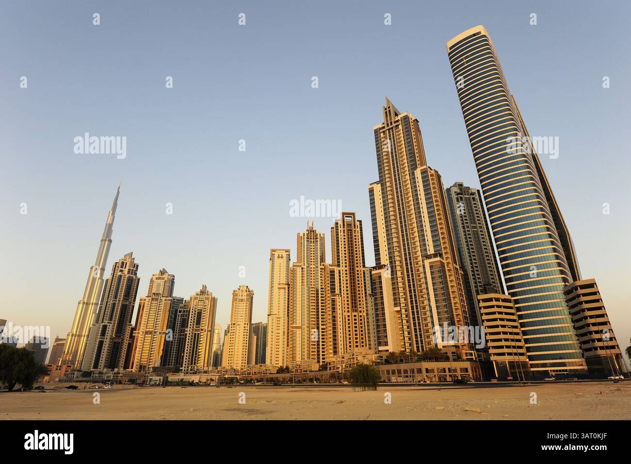 Skyscrapers in the evening sun at Business Bay, Dubai, United Arab ...
