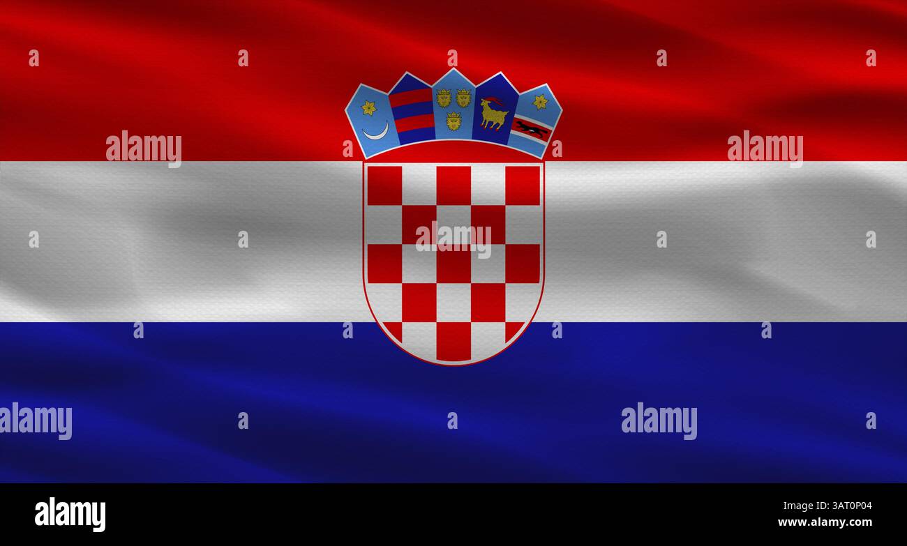 Croatian flag with fabric texture. Realistic flag of Croatia waving ...