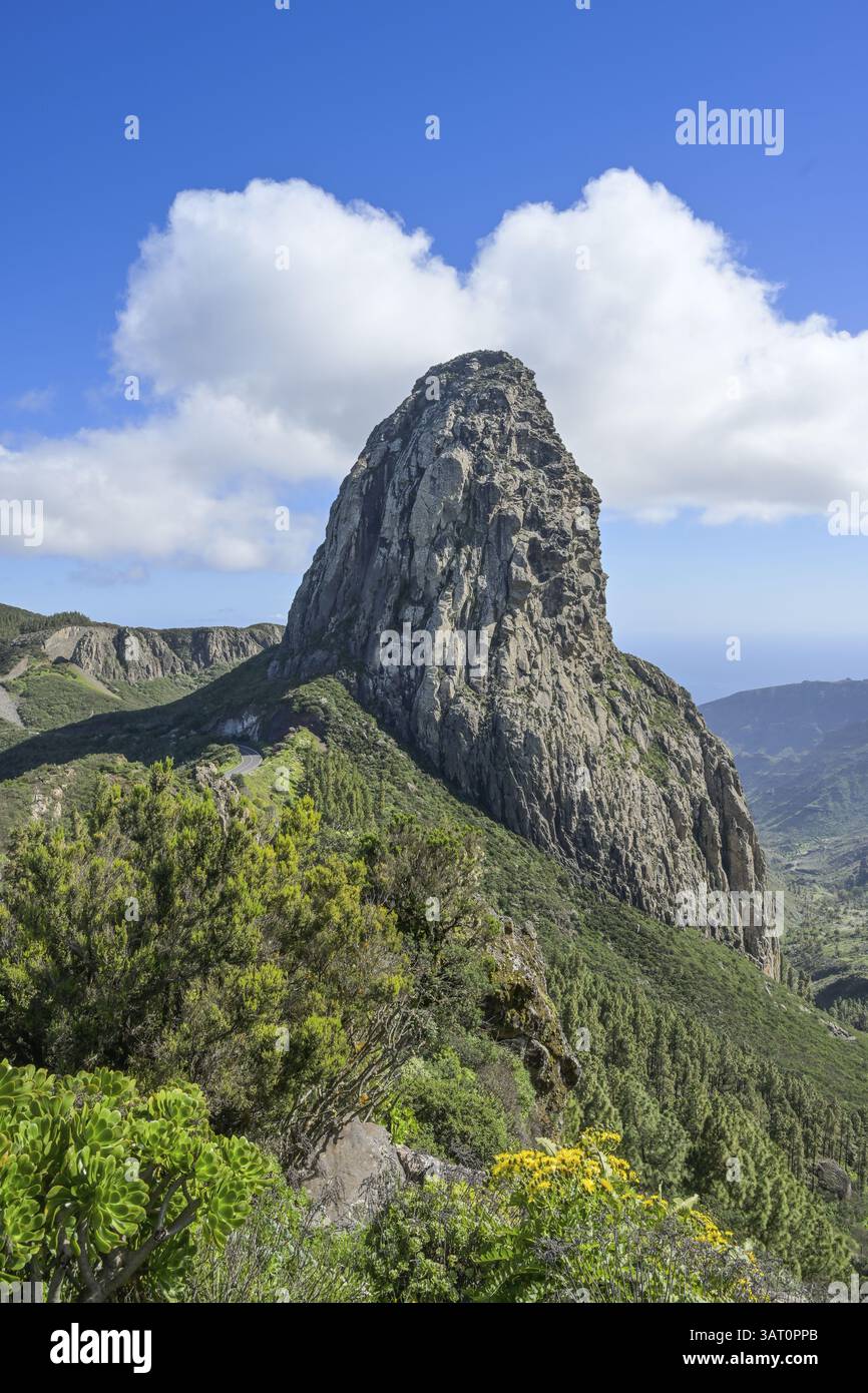 Roque de Agando, rock tower, cooled volcanic vent, Monumento Natural de ...