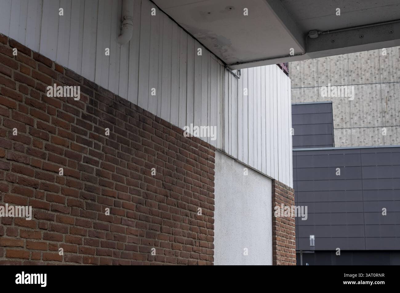 Architectural detail highlighting a mix of construction materials ...