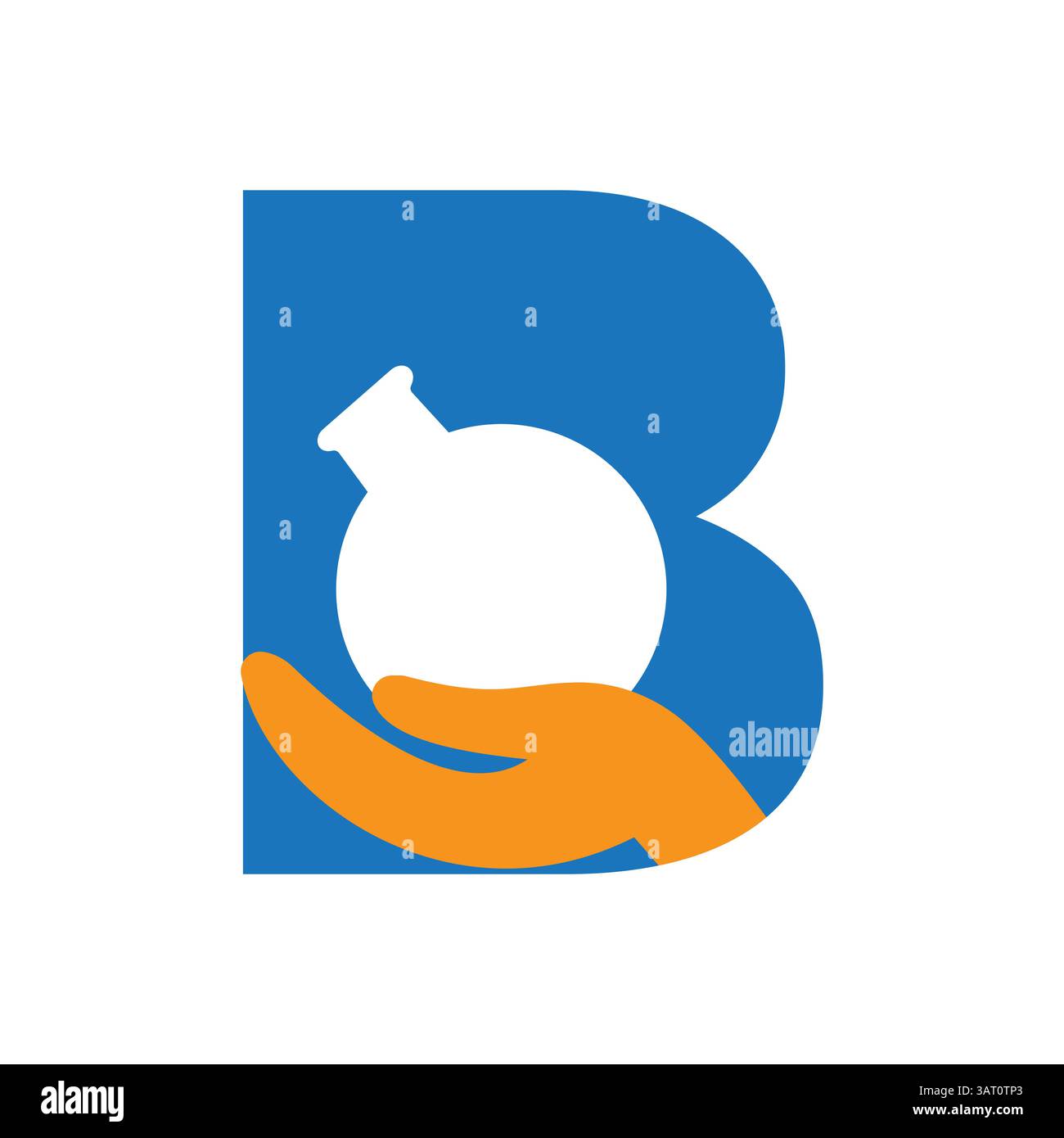 Initial Letter B Medicine Logo Concept With Hand And Laboratory ...