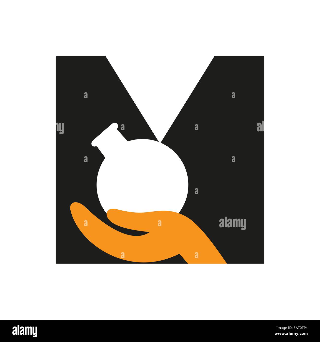 Initial Letter M Medicine Logo Concept With Hand And Laboratory ...
