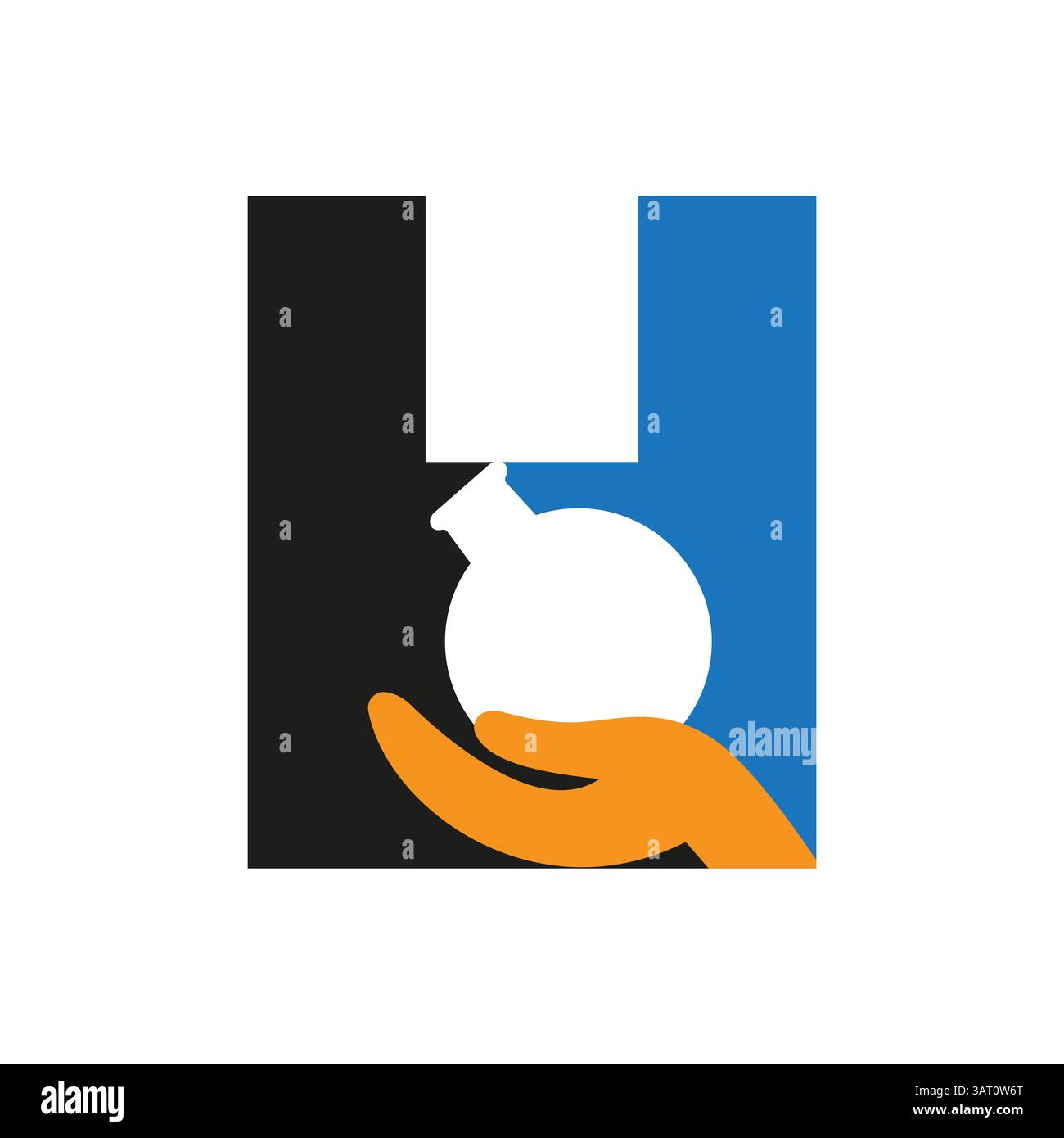 Initial Letter H Medicine Logo Concept With Hand And Laboratory ...