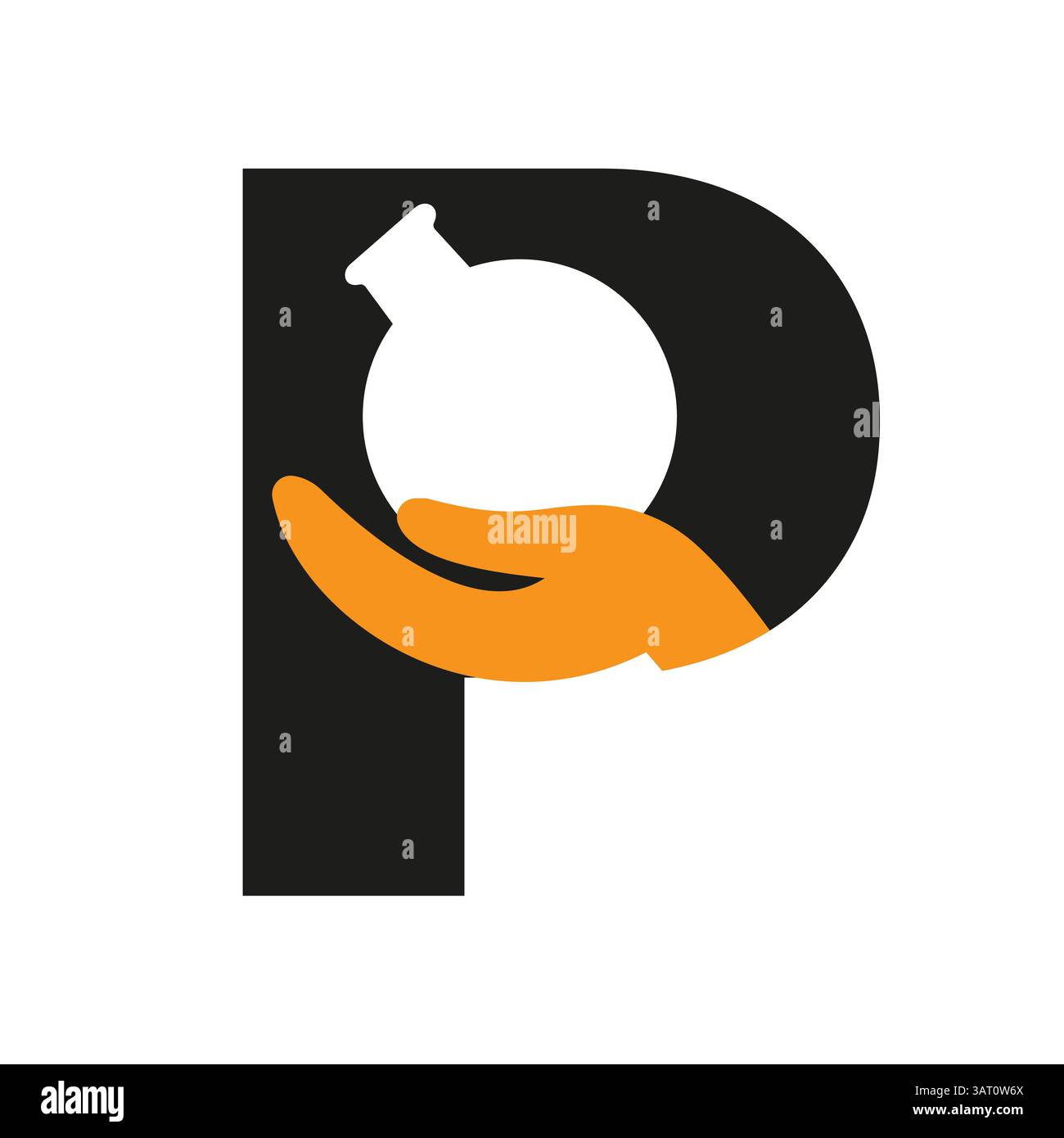 Initial Letter P Medicine Logo Concept With Hand And Laboratory ...