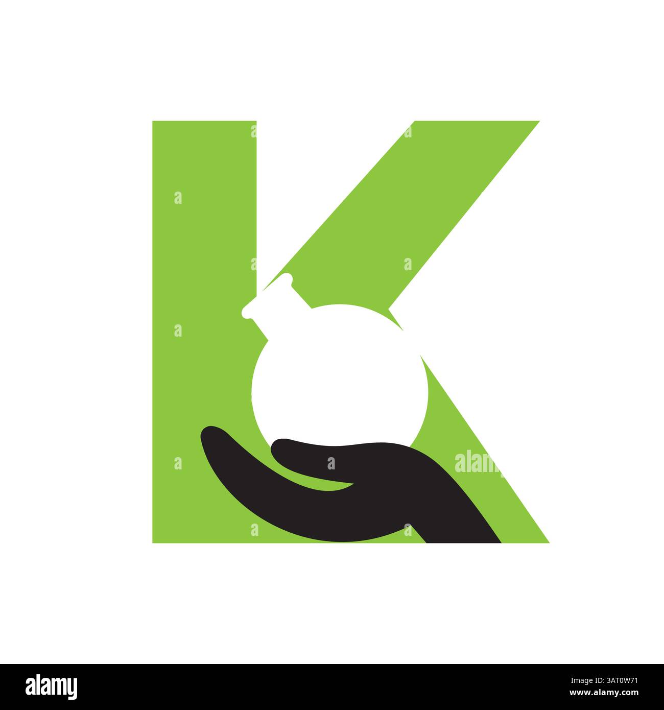 Initial Letter K Medicine Logo Concept With Hand And Laboratory ...