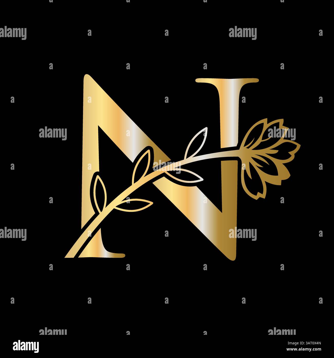 Letter N Floral Logo Design Concept With Flower Symbol For Luxury ...