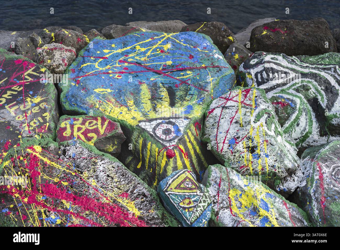 Colourful painted harbour stones Stock Photo - Alamy