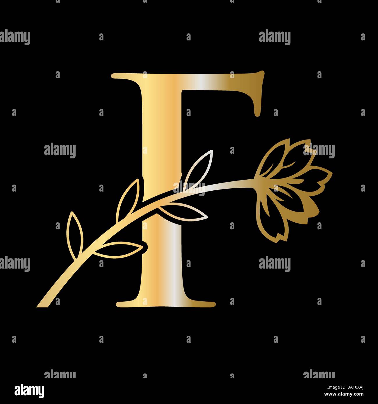 Letter F Floral Logo Design Concept With Flower Symbol For Luxury ...