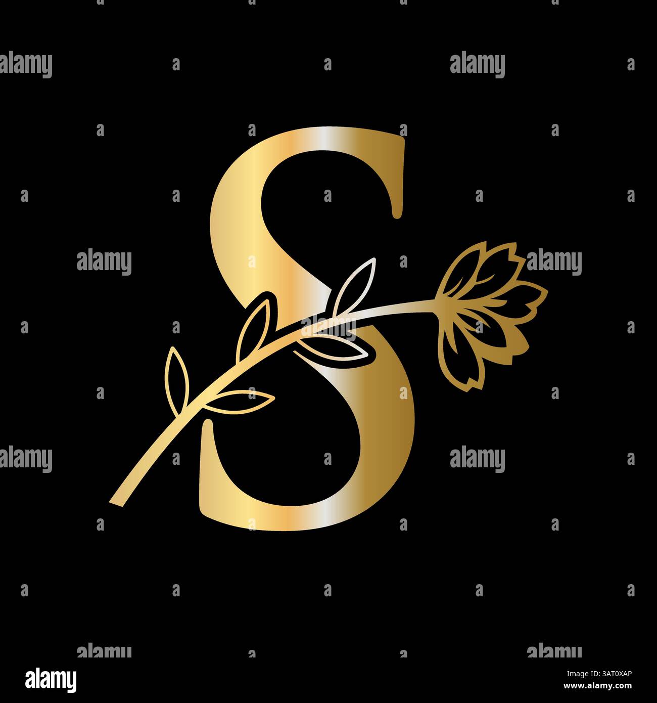 Letter S Floral Logo Design Concept With Flower Symbol For Luxury ...
