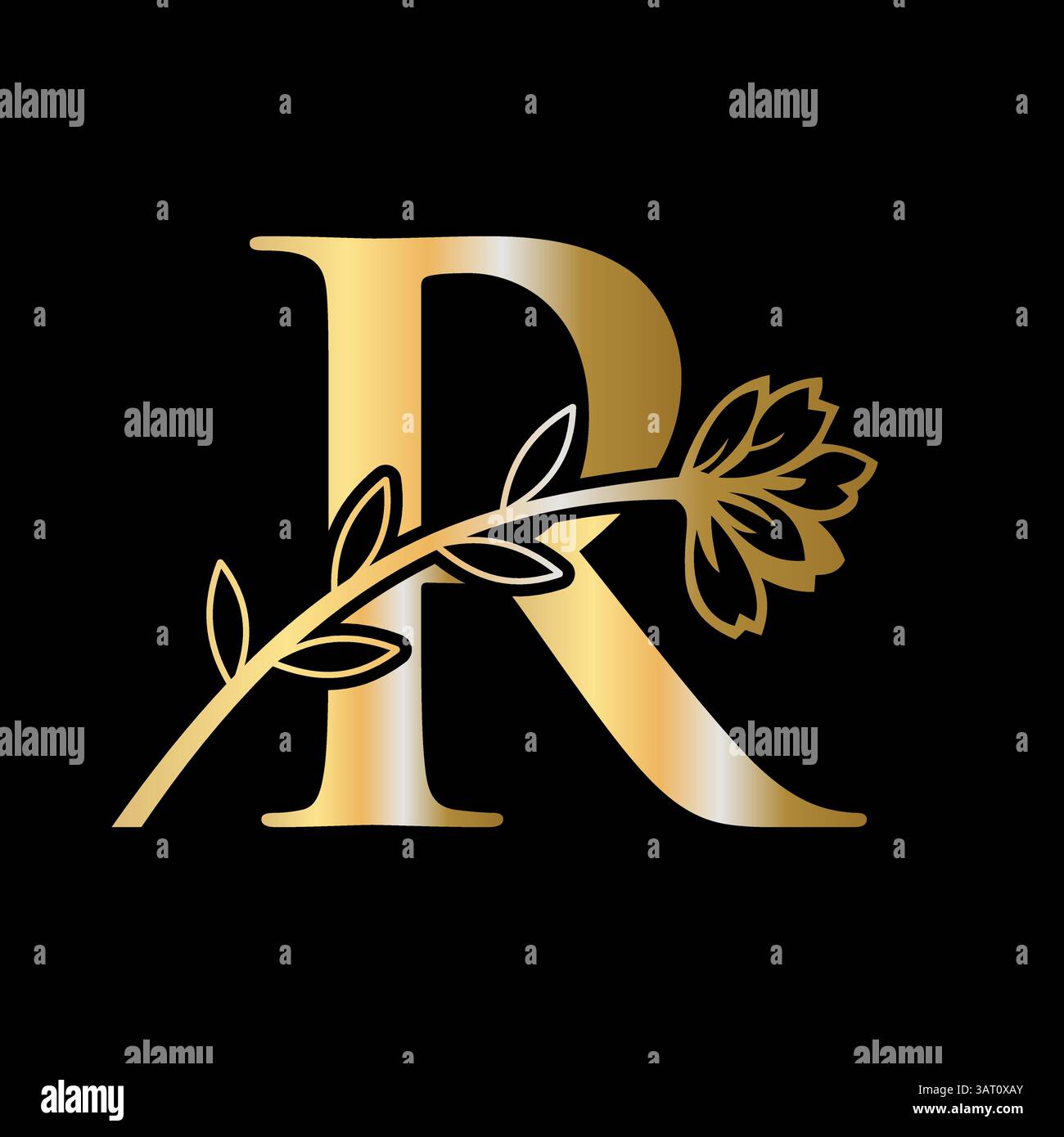 Letter R Floral Logo Design Concept With Flower Symbol For Luxury ...