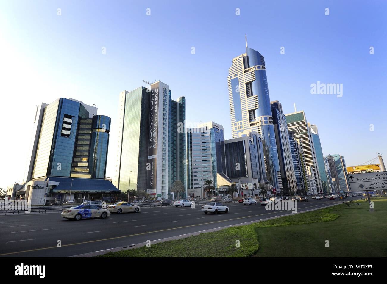Skyscraper on Sheikh Zayed Road between Emirates Towers and Financial ...