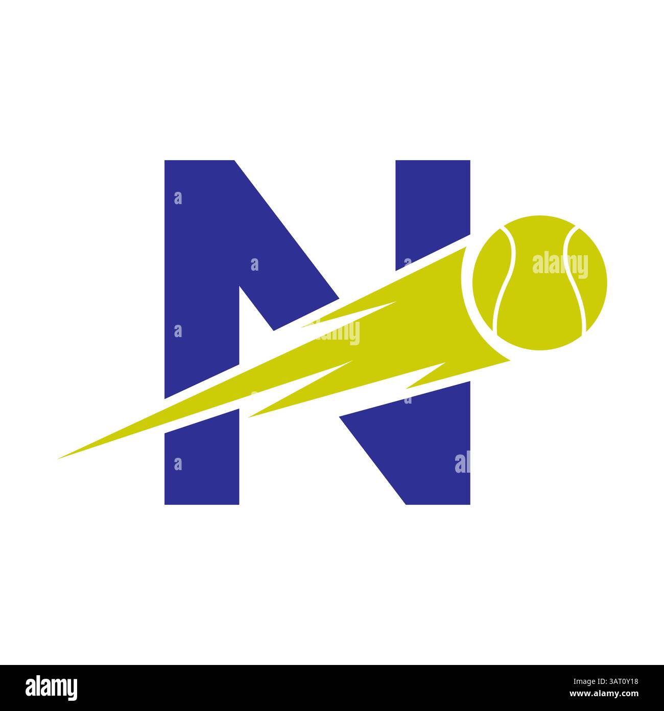 Initial Letter N Tennis Ball Logo Design With Speed Symbol. Tennis Ball ...