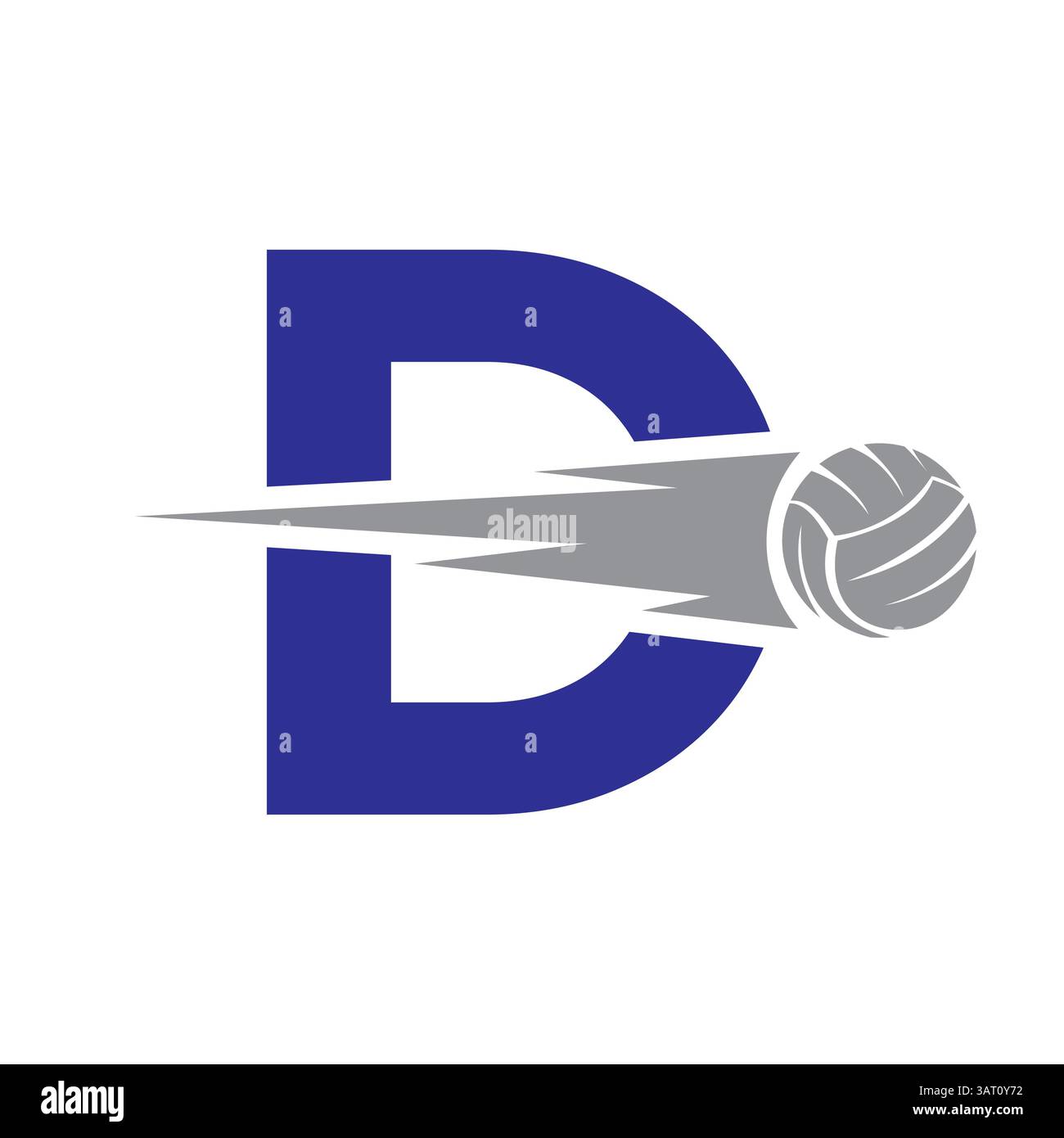 Initial Letter D Volleyball Logo Design With Speed Symbol. Volleyball ...