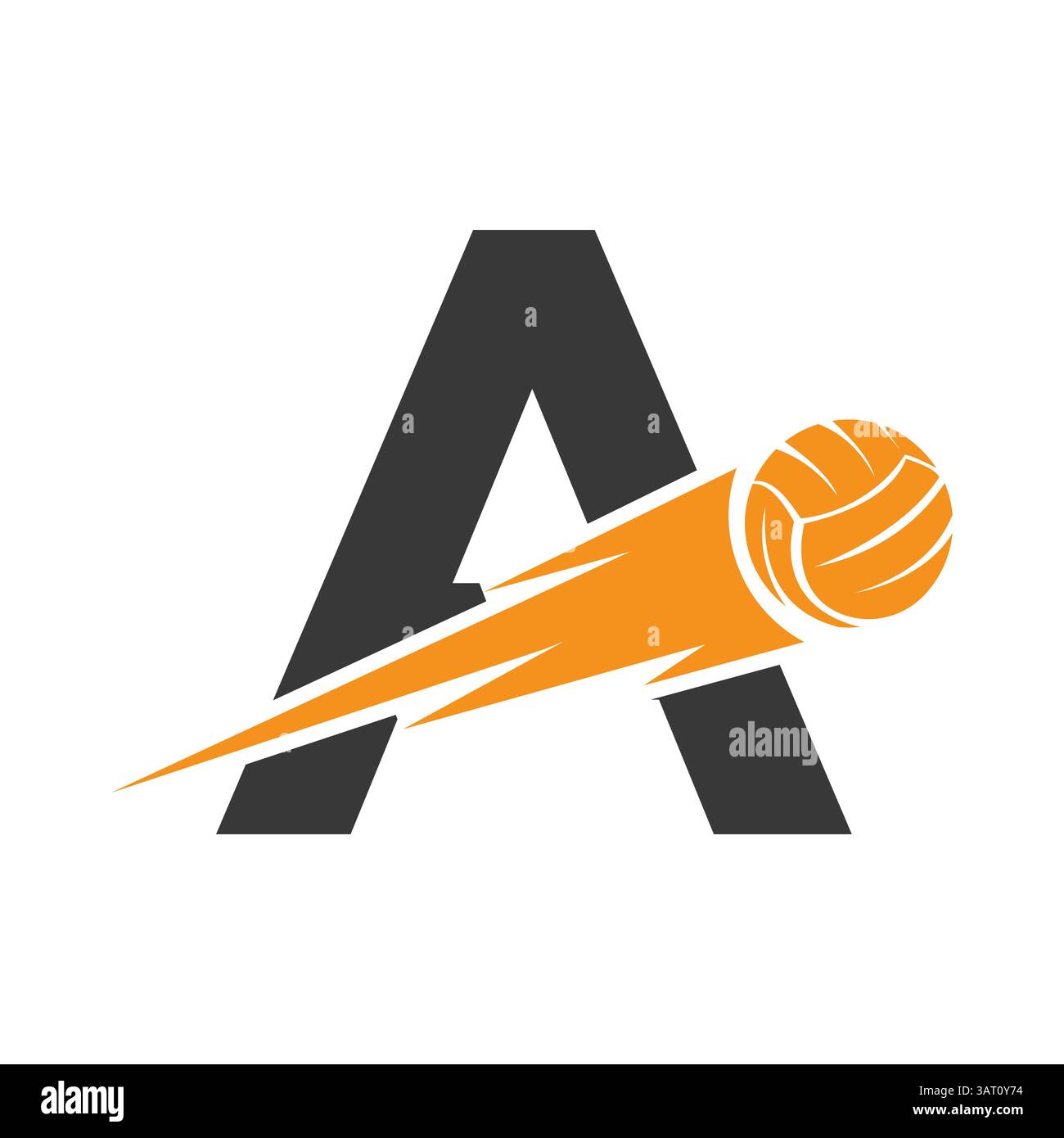 Initial Letter A Volleyball Logo Design With Speed Symbol. Volleyball ...