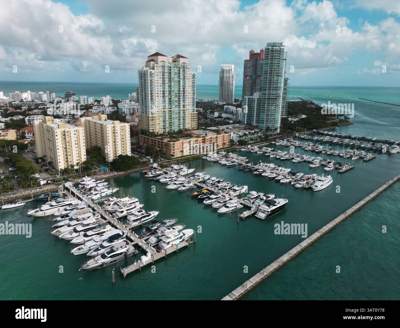 Luxury South beach marina. Luxury yacht. Miami south beach view. Yacht ...