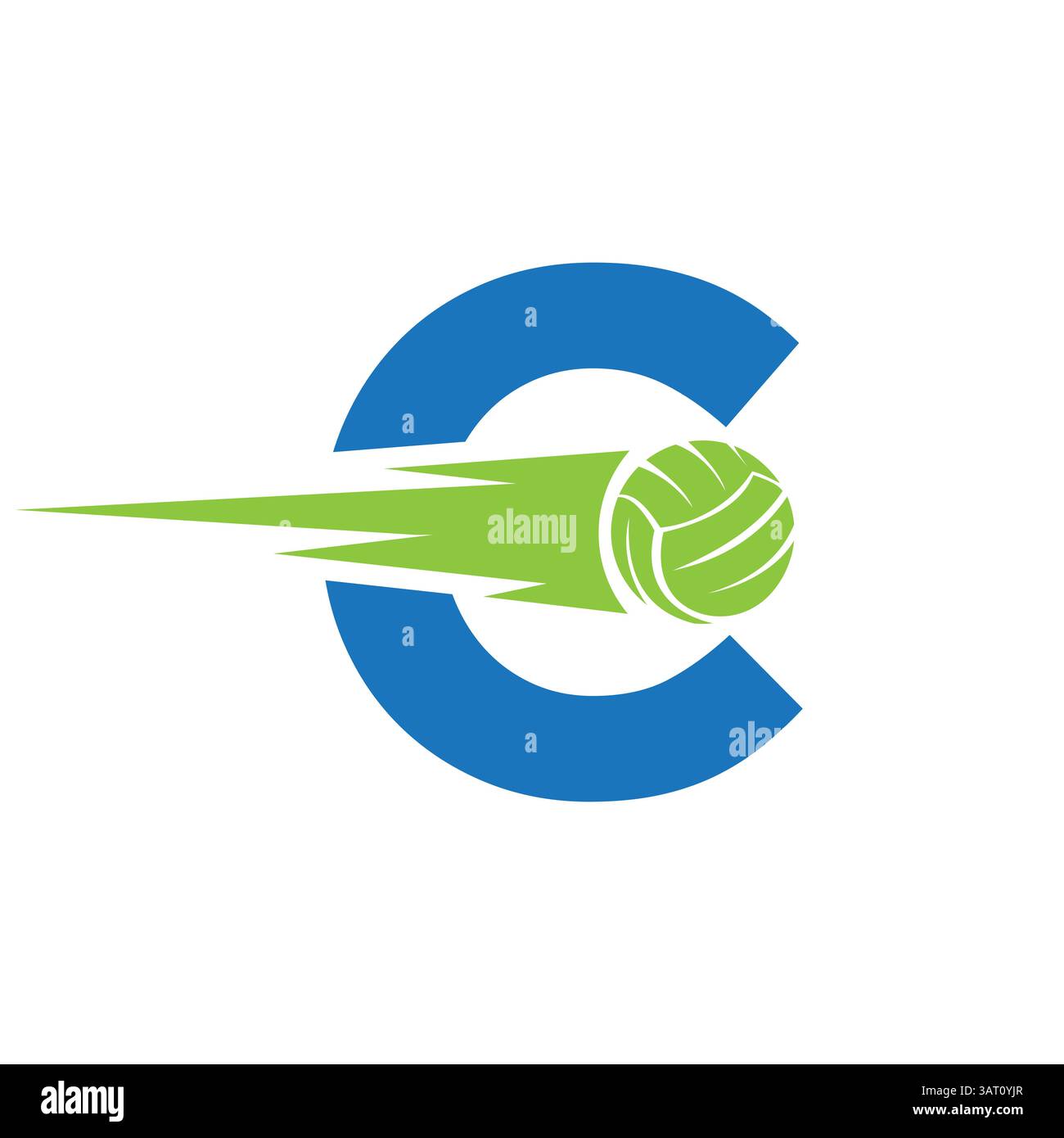 Initial Letter C Volleyball Logo Design With Speed Symbol. Volleyball ...