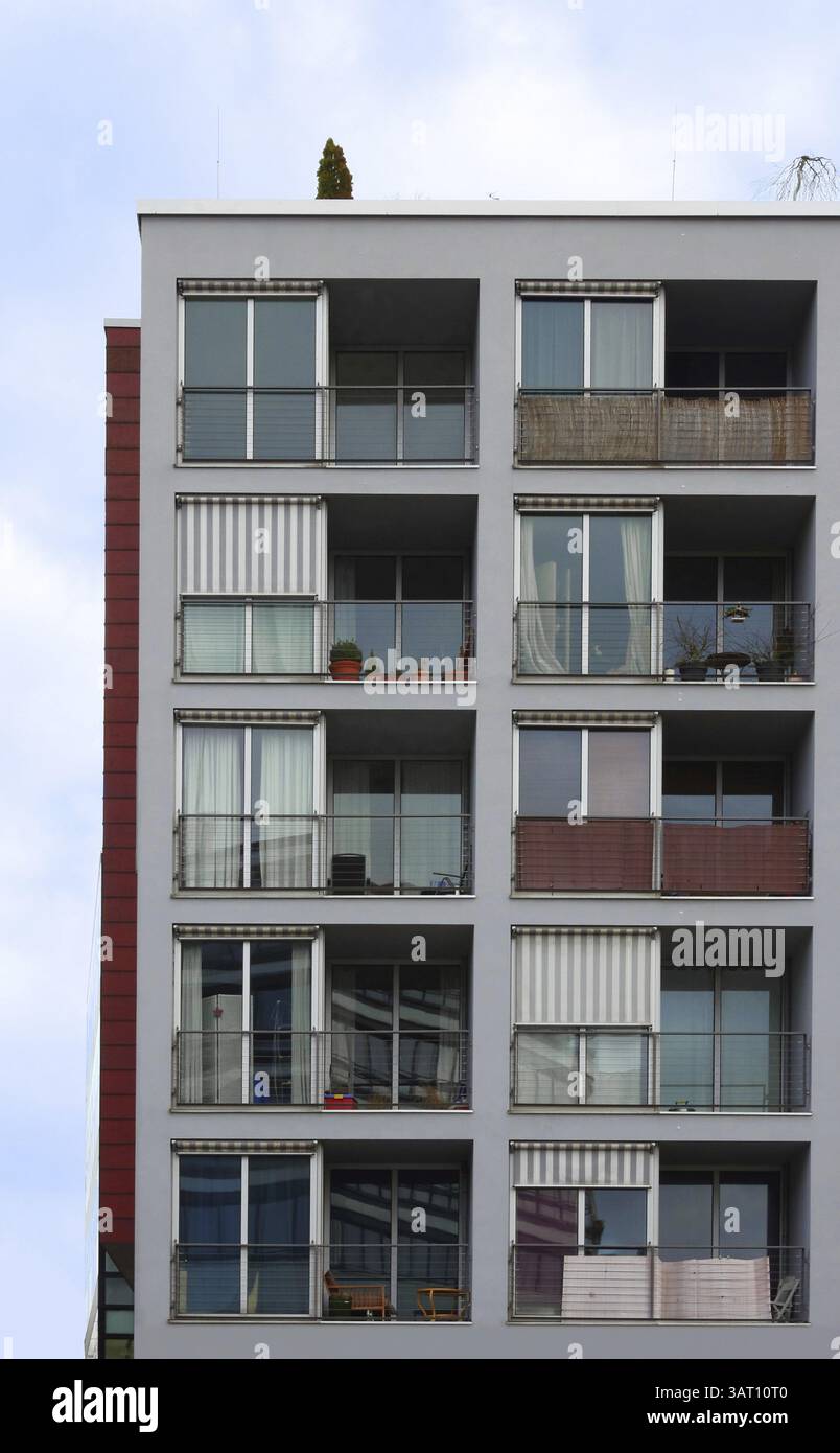Living in a tower block with balconies Stock Photo - Alamy