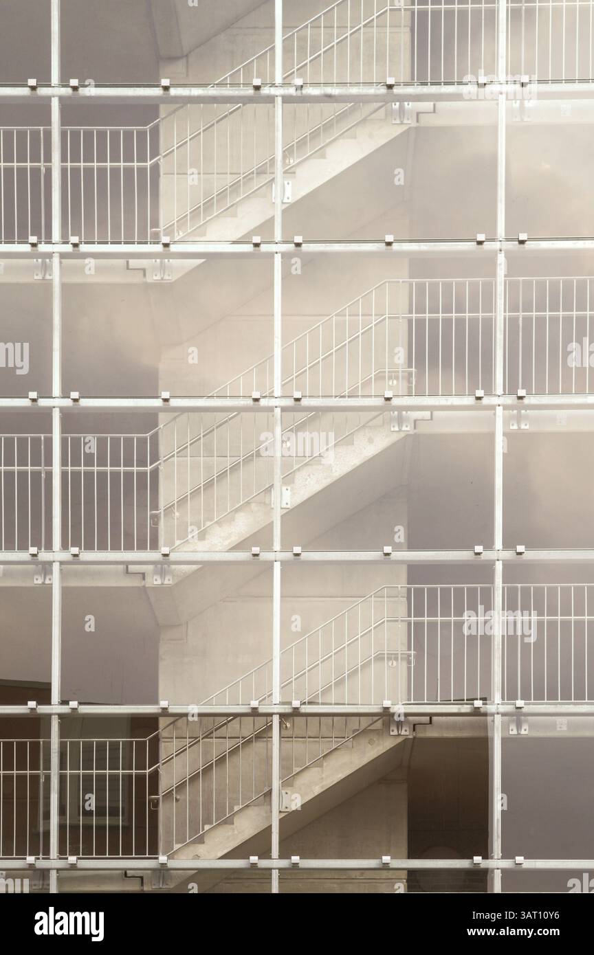 Architectural detail of a modern building featuring an external ...