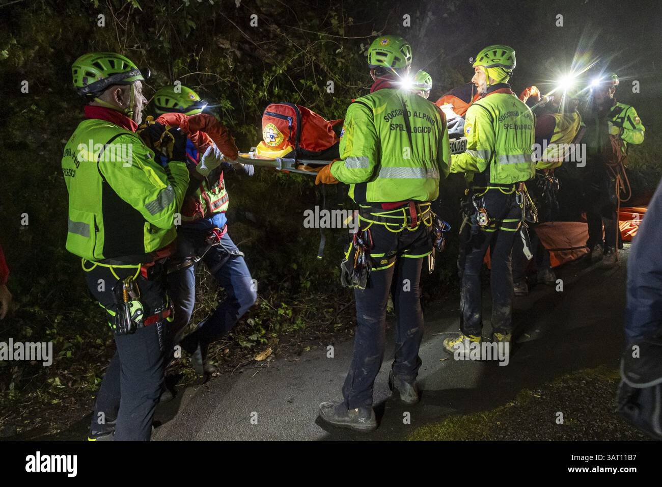 Rescuers at work near the site of the Monte Faito cable car crash that ...