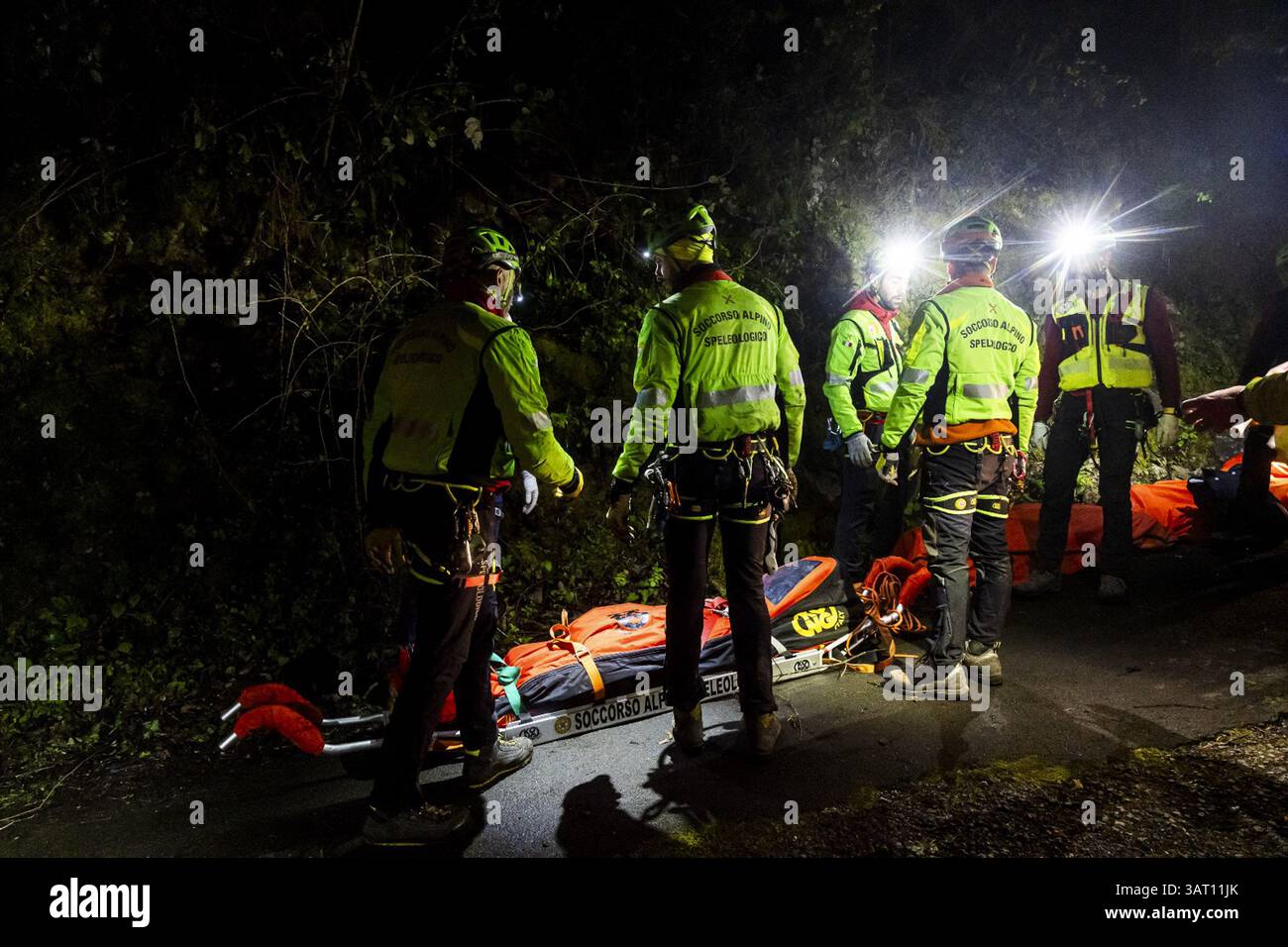 Rescuers at work near the site of the Monte Faito cable car crash that ...