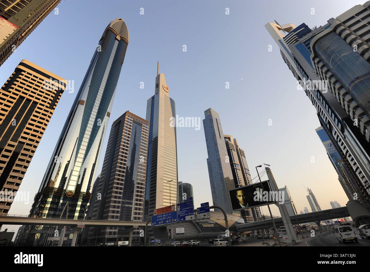 Skyscraper on Sheikh Zayed Road between Emirates Towers and Financial ...