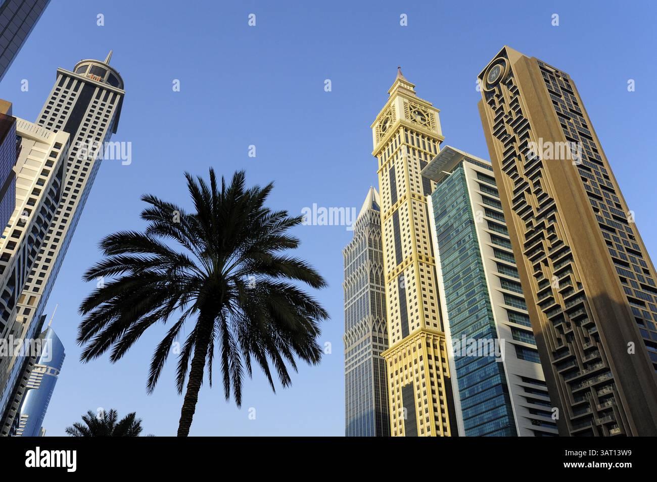 Skyscraper on Sheikh Zayed Road between Emirates Towers and Financial ...