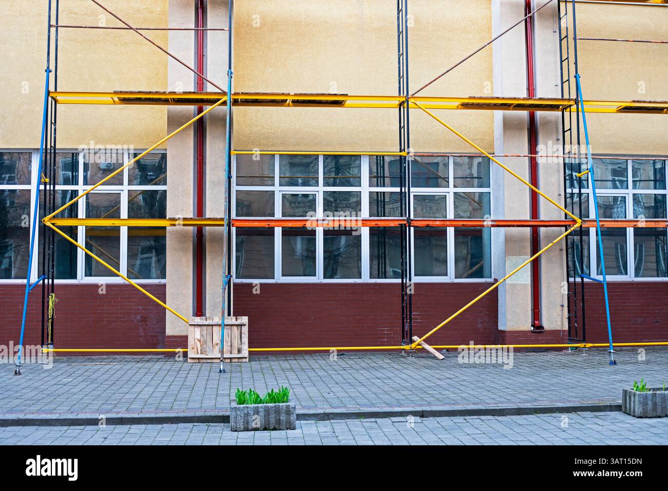 building structures on the restoration building after shelling Stock ...