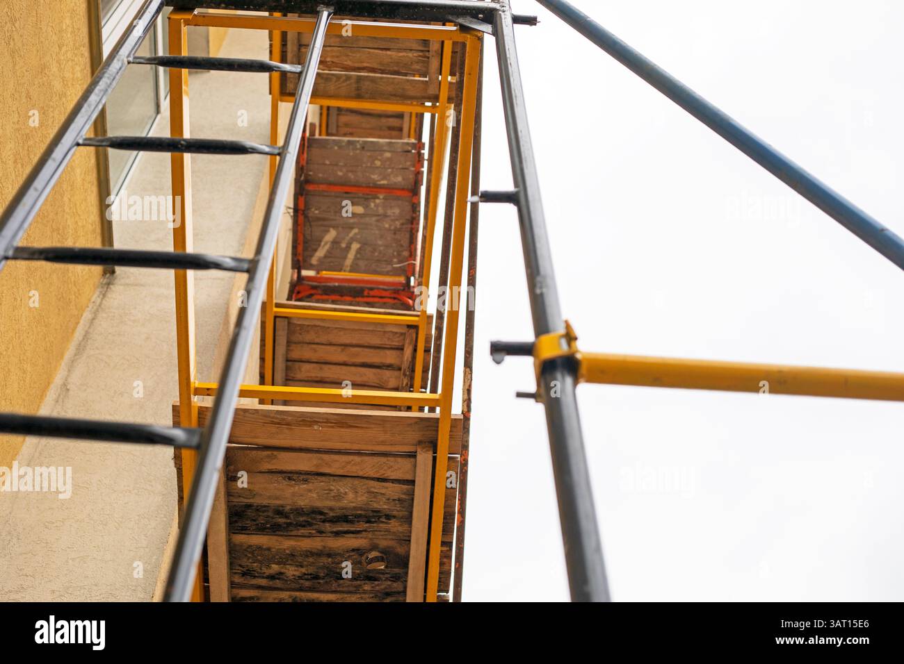 building structures on the restoration building after shelling Stock ...