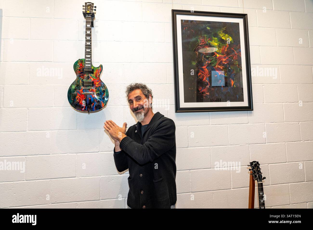 Serj Tankian attends a launch event for the "Foundations" Gibson Les ...