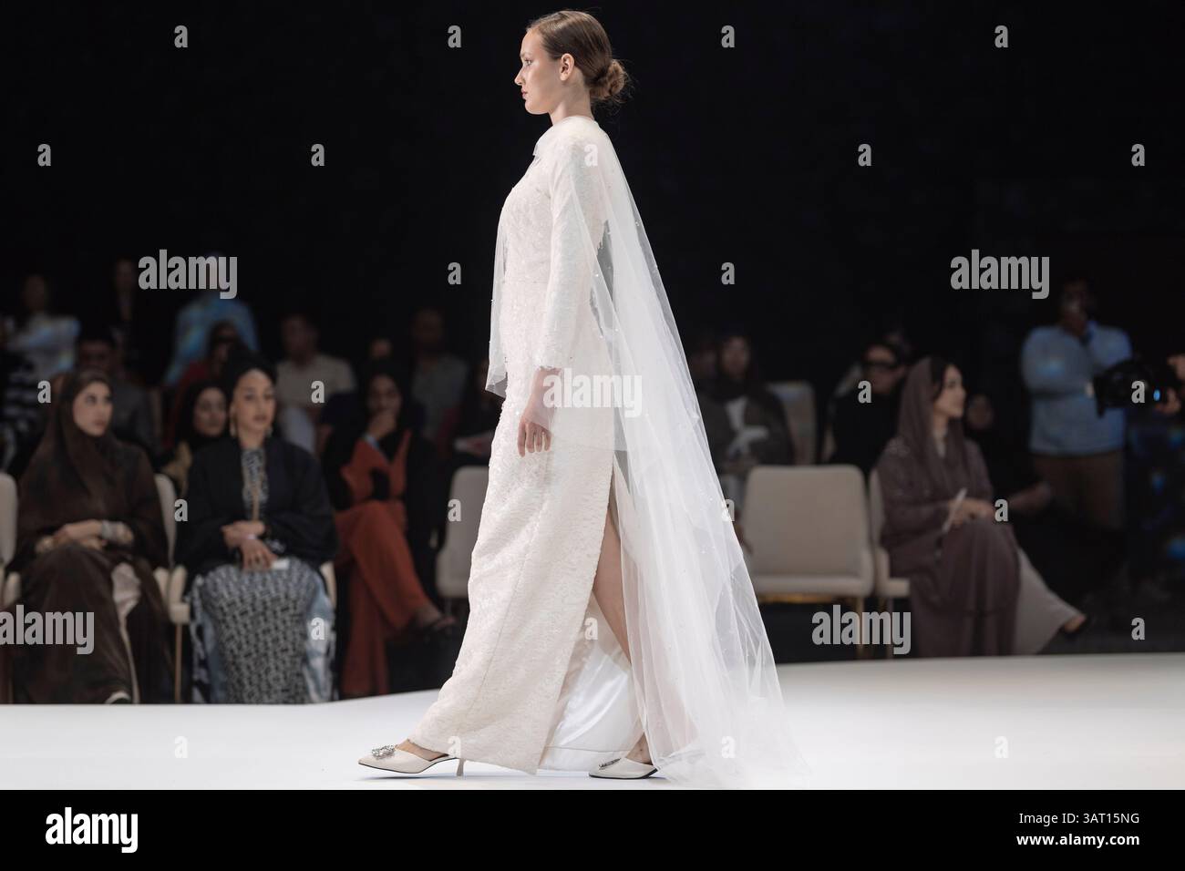 Abu Dhabi, United Arab Emirates. 15th Apr, 2025. A model walking the ...