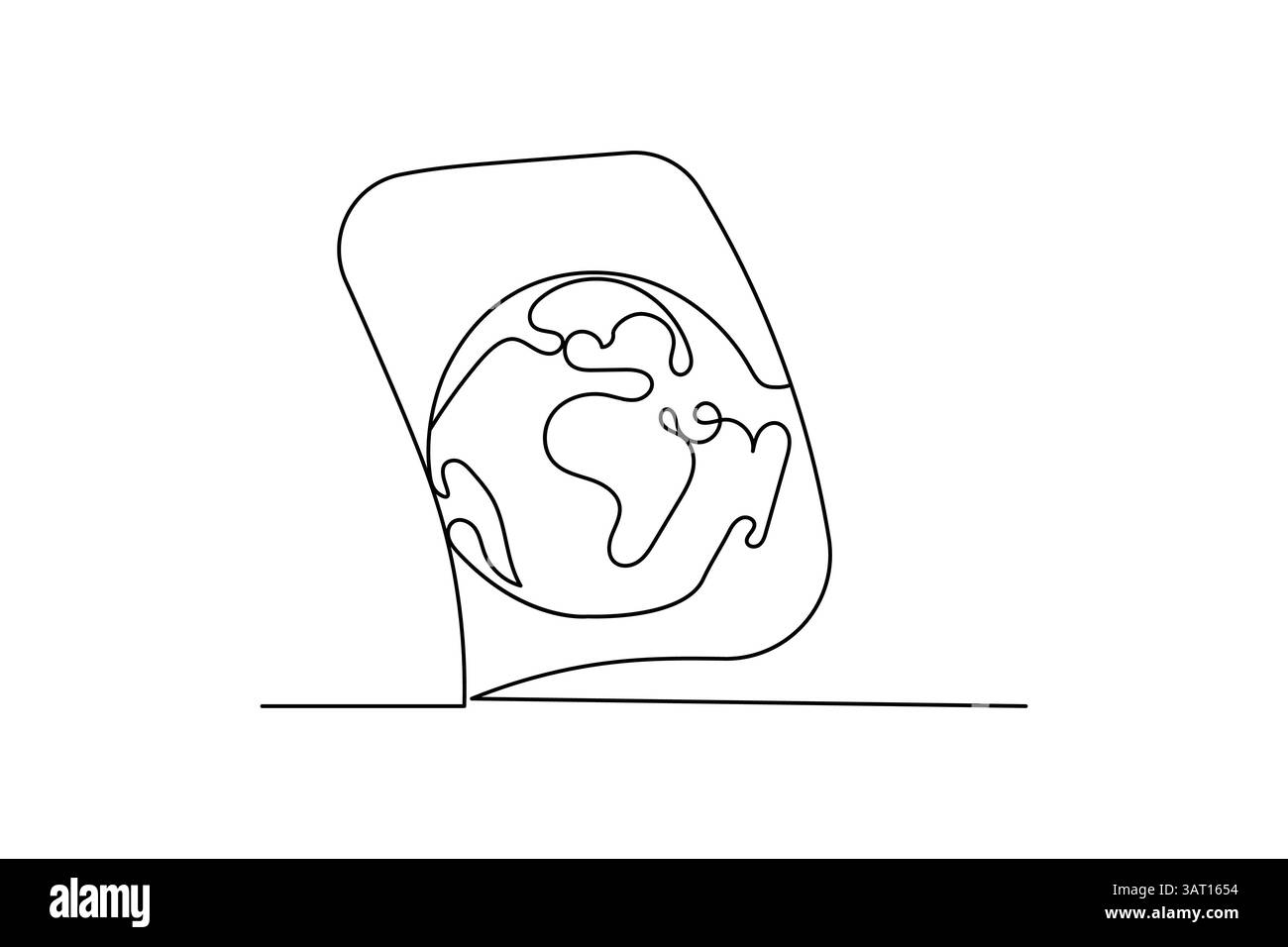One continuous line drawing of Earth vector illustration Earth globe ...
