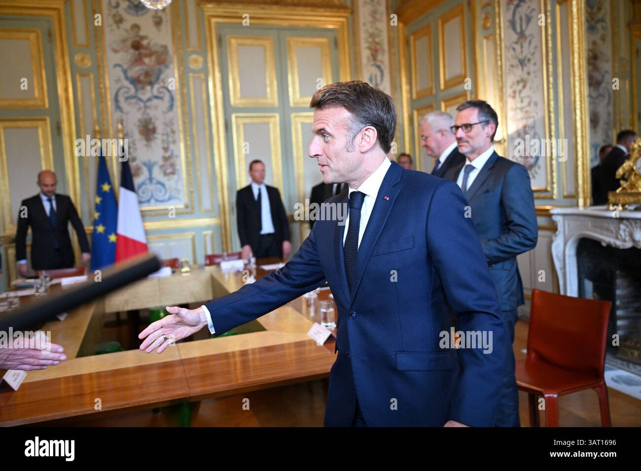 Paris, France. 17th Apr, 2025. On April 17, 2025, French President ...
