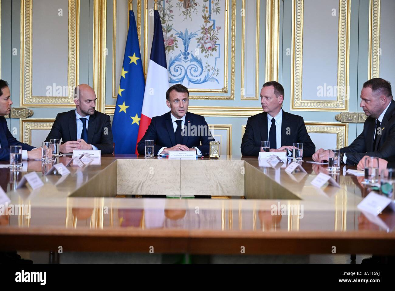 Paris, France. 17th Apr, 2025. On April 17, 2025, French President ...