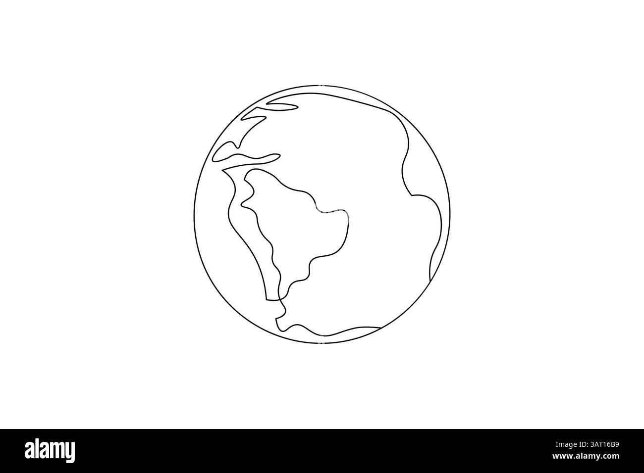 One continuous line drawing of Earth vector illustration Earth globe ...