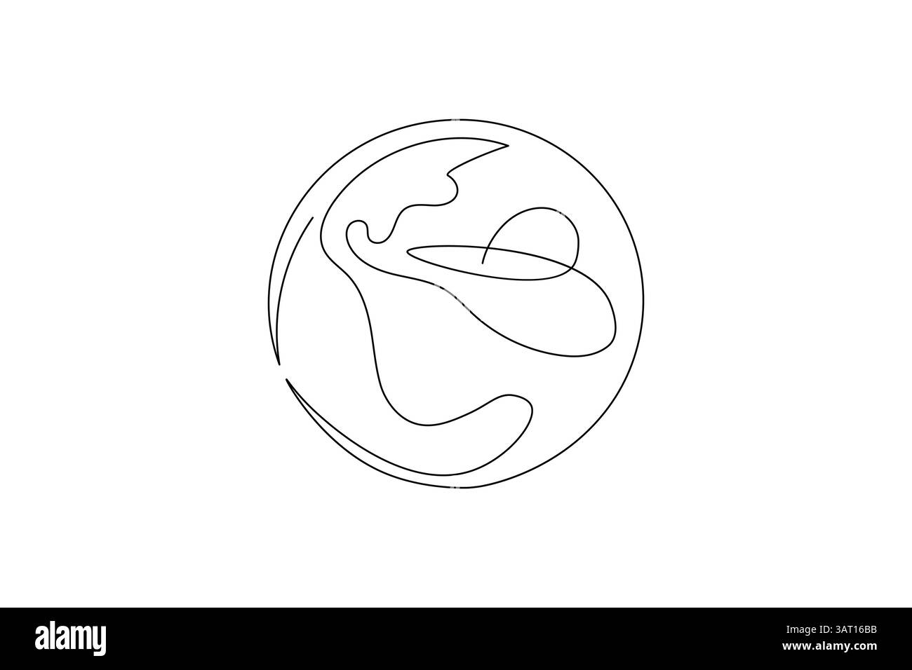 One continuous line drawing of Earth vector illustration Earth globe one line art drawing map ...