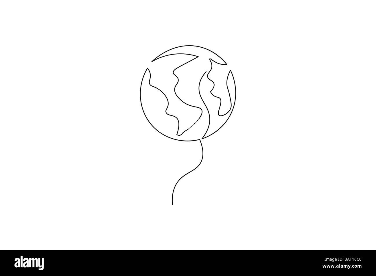 One continuous line drawing of Earth vector illustration Earth globe ...